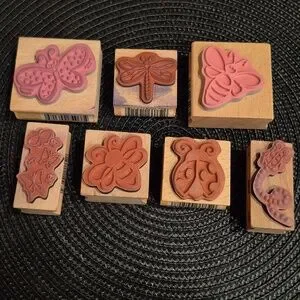 Various | Design | Assorted Insect Themed Wood Mount Rubber Stamp Set ...